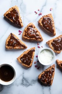 Healthy Gluten Free Samoa Scones with Greek Yogurt | Food Faith Fitness