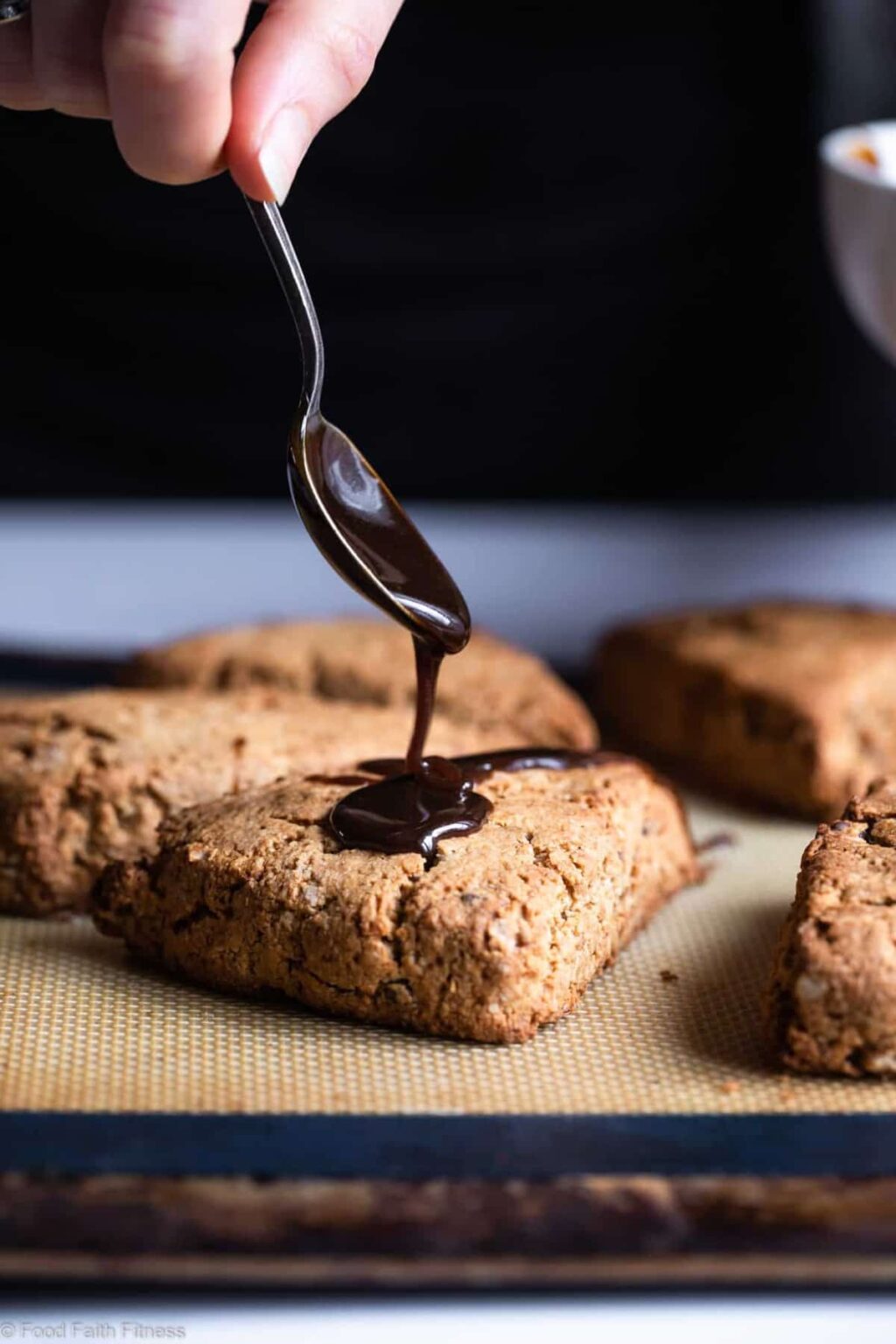 Healthy Gluten Free Samoa Scones with Greek Yogurt | Food Faith Fitness