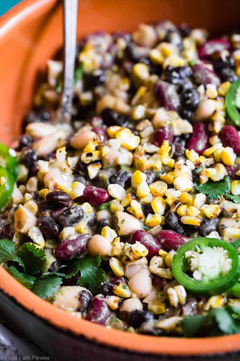 Three Bean Mexican Corn Black Bean Salad | Food Faith Fitness