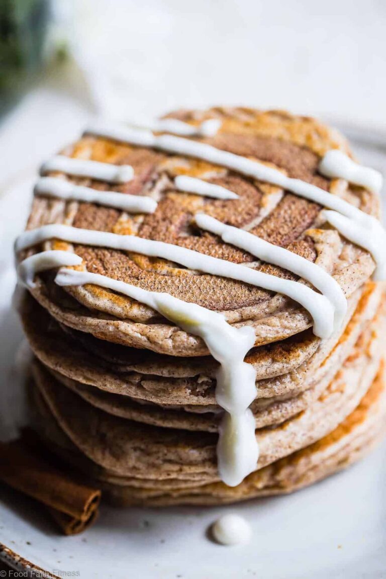 Cinnamon Roll Protein Pancakes - Food Faith Fitness