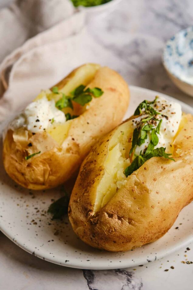 Easy Microwave Baked Potato - Food Faith Fitness