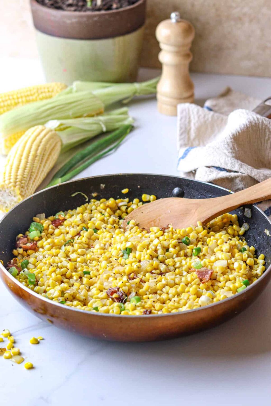 Sauteed Corn with Bacon - Food Faith Fitness